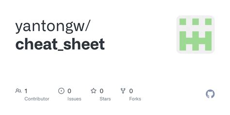 GitHub Yantongw Cheat Sheet