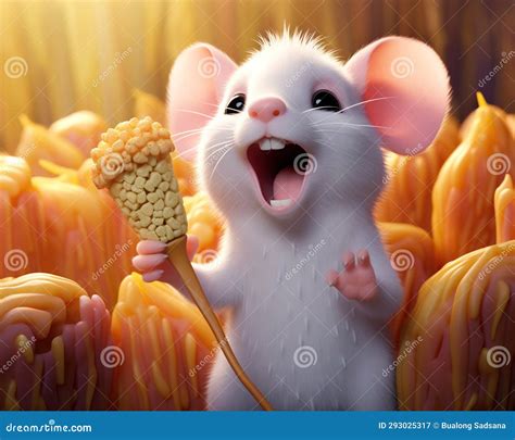This Rendering Features A Pixar Style Rat Singing And Smiling Stock Illustration Illustration