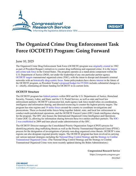 The Organized Crime Drug Enforcement Task Force Ocdetf Program Going