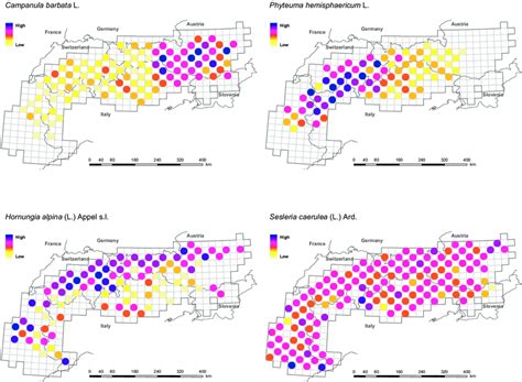Examples Of Maps Obtained For Four Species Showing The Main Types Of