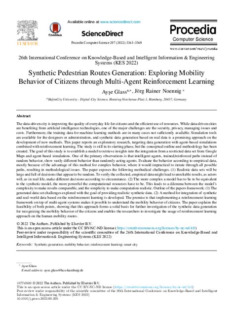 Pdf Synthetic Pedestrian Routes Generation Exploring Mobility