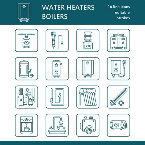 Water Heater With Element Icons Stock Vector Illustration Of Clipart