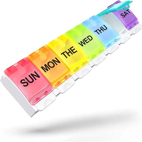 Sukuos 7 Day Weekly Pill Organizer With 2 Times A Day Compartment Am