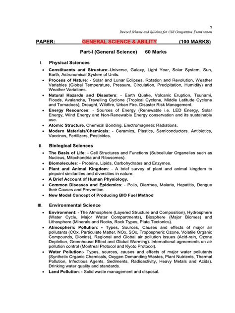General Science And Ability Syllabus Pdf