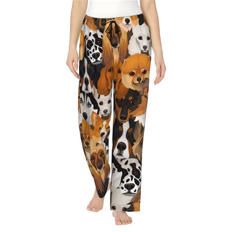Disketp Dogs Different Breeds Print Womens Comfy Pajama Pants Casual