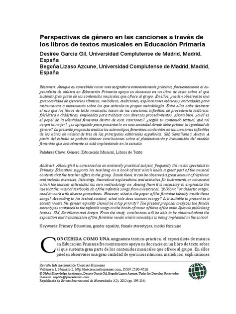 Perspectivas De GÉnero En Las Canciones Pdf Sexismo Género