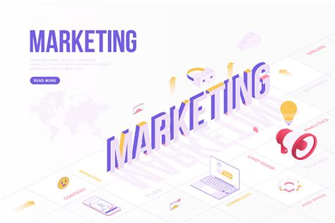 마케팅 웹 배너 개념입니다 아이소메트릭 오브젝트와 세계 지도가 있는 3차원 텍스트가 있는 크리에이티브 디자인 템플릿입니다 분석 콘텐츠 온라인 커뮤니티 등 플랫 벡터 일러스트