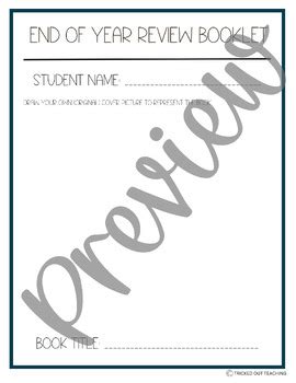 End Of Year Novel Study Review Booklet EDITABLE By Tricked Out Teaching