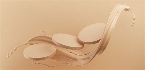 갈색 파운데이션 크림이있는 최소 받침대 연단 디스플레이 미용 및 화장품 제품을위한 무대 쇼케이스 3d 일러스트레이션 0명에 대한