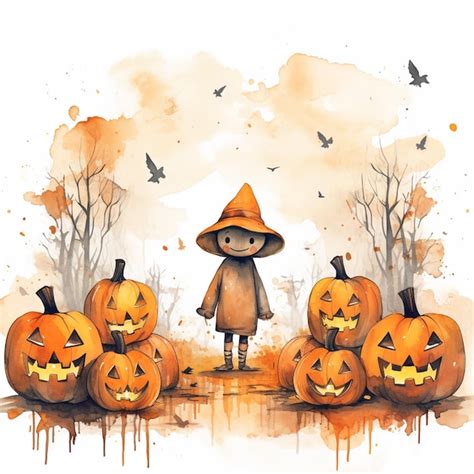 Premium Ai Image Poignant Pumpkin Illustration Background