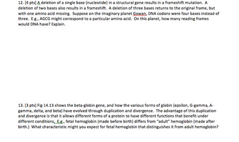 Solved A Deletion Of A Single Base Nucleotide In A