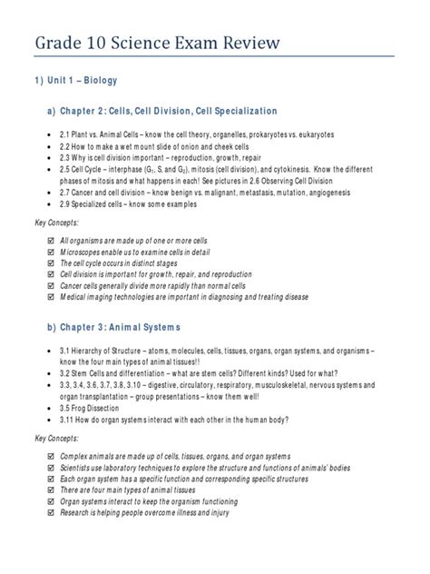 Grade 10 Science Exam Review Pdf