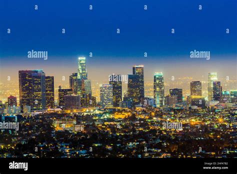 Beautiful Scenic Panoramic View Cityscape Los Angeles By Night Hi Res