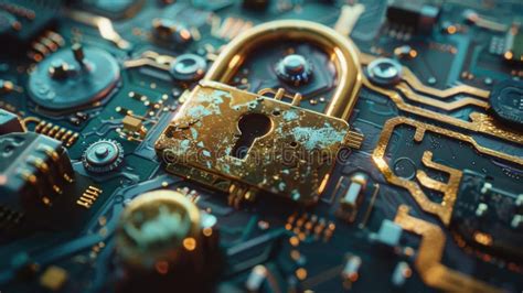 Close Up Shot Of A Padlock Securing A Circuit Board Useful For