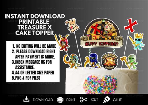 Printable Treasure X Cake Topper Treasure X Centerpiece Treasure X Party Treasure X Sticker