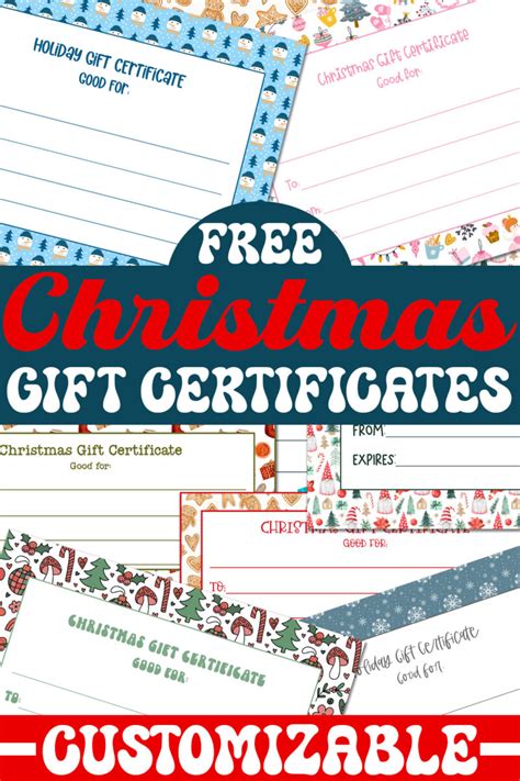 Free Printable Christmas Certificates For Gifts Pinterest 2 Mom Envy