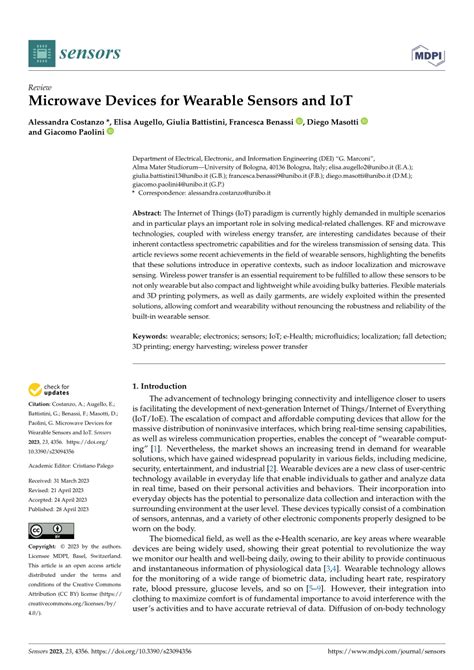 PDF Microwave Devices For Wearable Sensors And IoT