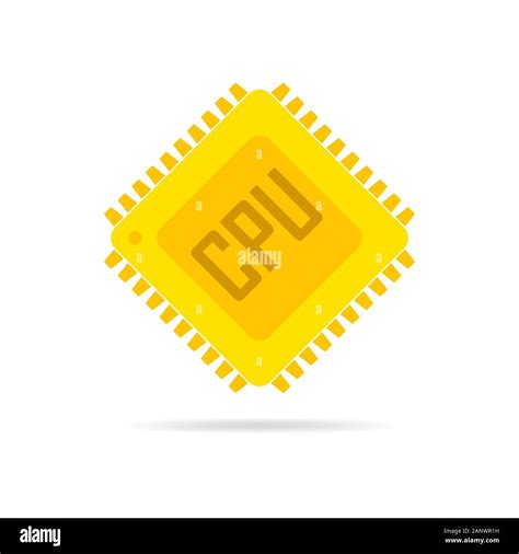 Yellow Chip Icon In Flat Design Simple Microchip Icon Microcircuit