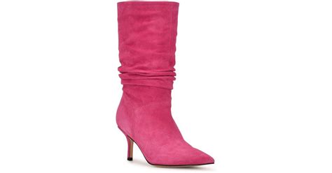 Nine West Suede Mycki Dress Boots In Electric Pink Suede Pink Lyst