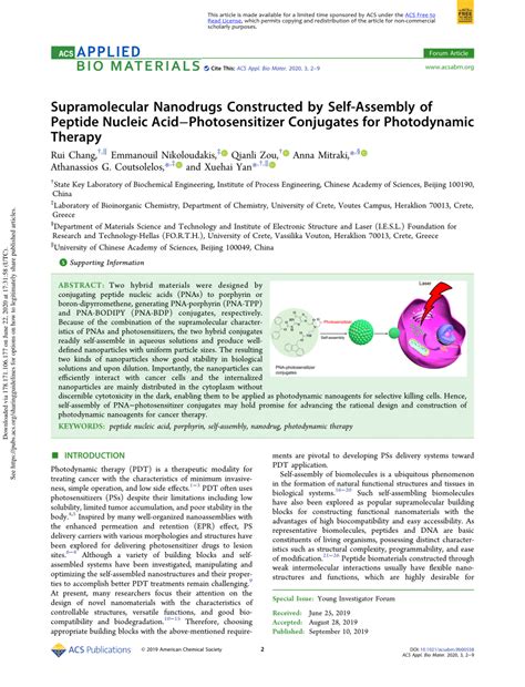 Pdf Supramolecular Nanodrugs Constructed By Self Assembly Of Peptide