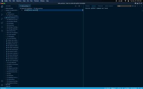 Binsh Python Command Not Found Error On Vscode Python Rvscode