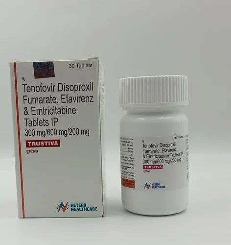 Trustiva Tenofovir Efavirenz Tablets Treatment Hiv 300 Mg At Rs 1800