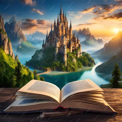 Premium Photo An Open Book With A Casttle In The Background