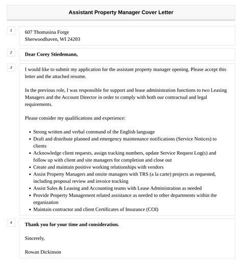 Assistant Property Manager Cover Letter Velvet Jobs