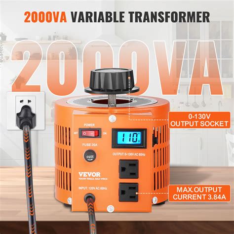 Vevor Bench Top 20 Amp Variable Auto Transformer With Lcd Digital