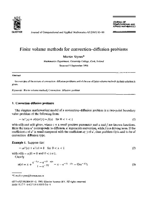 pdf finite volume methods for convection diffusion problems raytcho