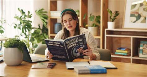 Student Reading And Education With Girl In Home Office For Research