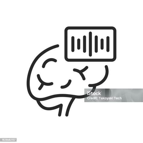 Brain Waves Icon Thin Linear Sign Of Brain Activity Measurement And Neurological Function