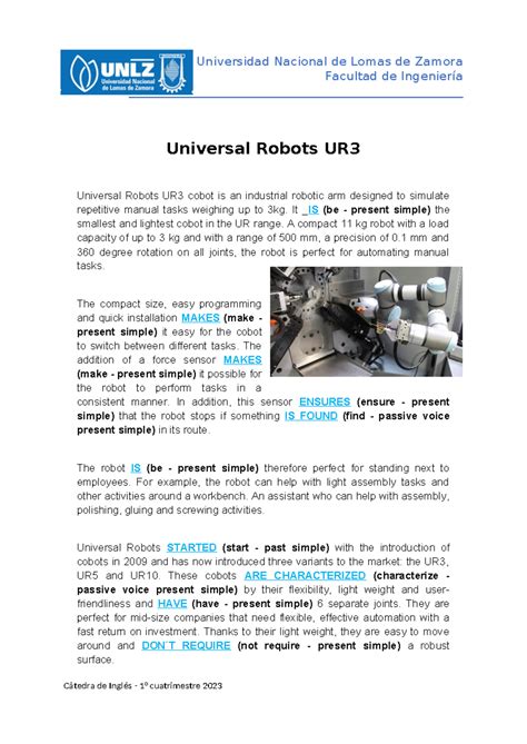 Tp4 Universal Robots Ur3 Fill In The Gaps Universidad Nacional De