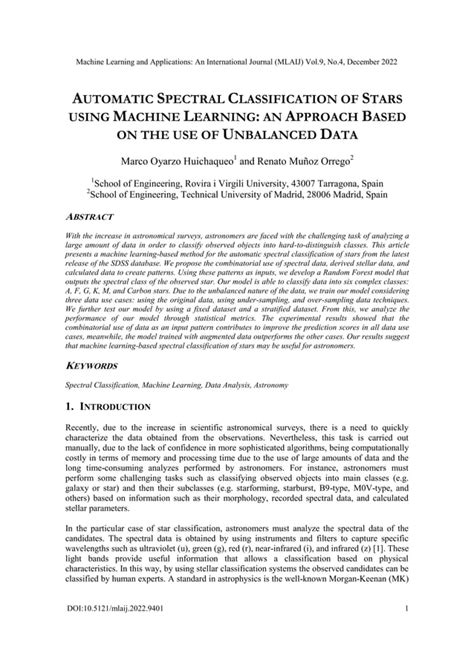 Automatic Spectral Classification Of Stars Using Machine Learning An Approach Based On The Use