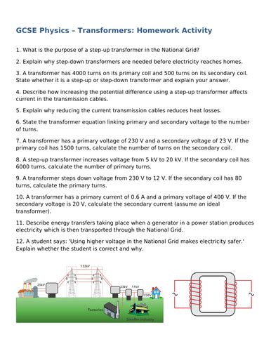 New 2016 Aqa Gcse Physics Transformers Homework Teaching Resources