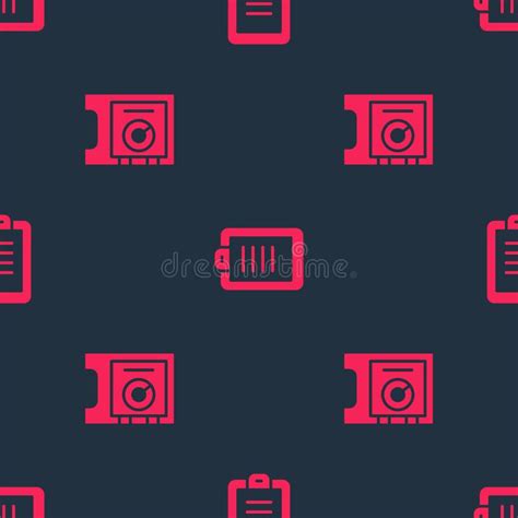 Set Safe And Police Report On Seamless Pattern Vector Stock Vector