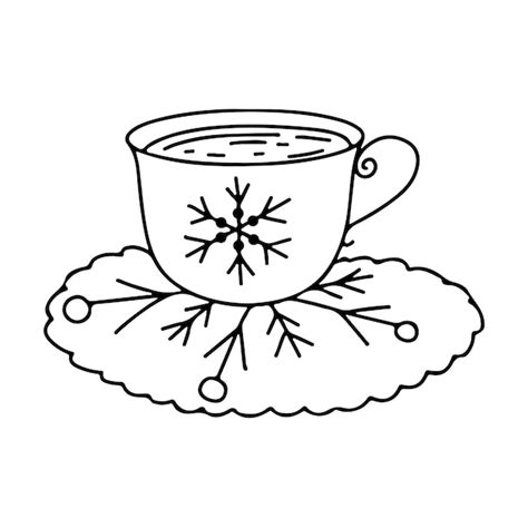 Taza de café caliente en estilo de fideos dibujados a mano ilustración