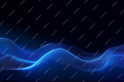 Premium Ai Image Dynamic Blue Particle Wave Abstract Sound Visualization Digital Structure Of