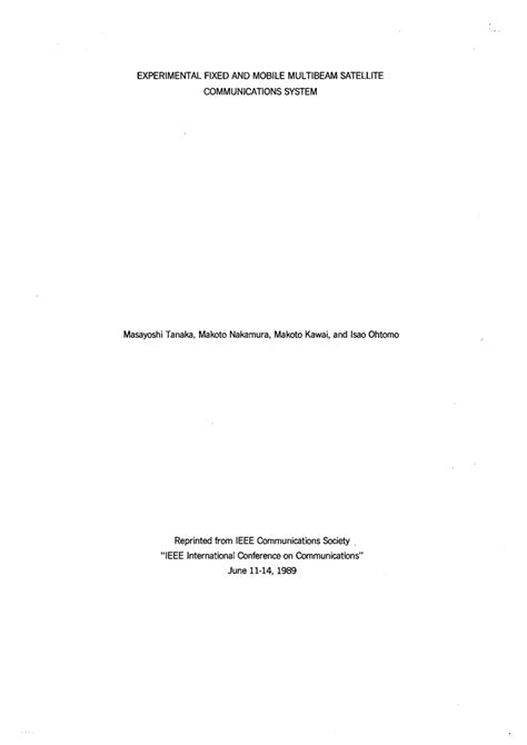 Pdf Experimental Fixed And Mobile Multibeam Satellite Communications System