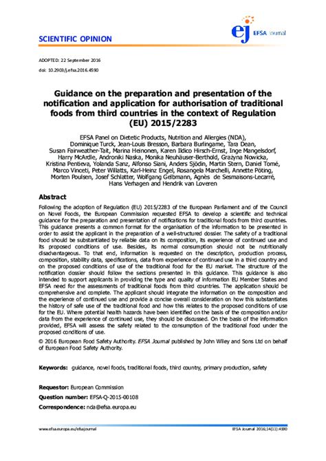 Pdf Guidance For Authorising Traditional Foods In Eu