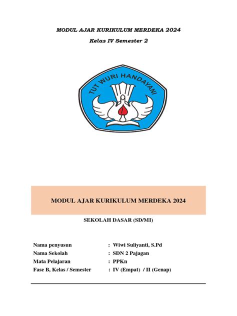Modul Ajar Ppkn Kelas 4 Semester 2 2024 Pdf