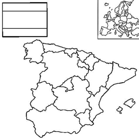 Coloriage carte Espagne en Ligne Gratuit à imprimer