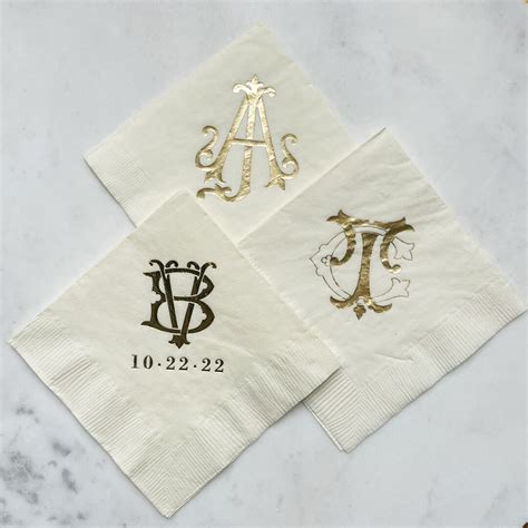 Custom Gold Foil Party Napkins Custom Printed Napkins Wedding