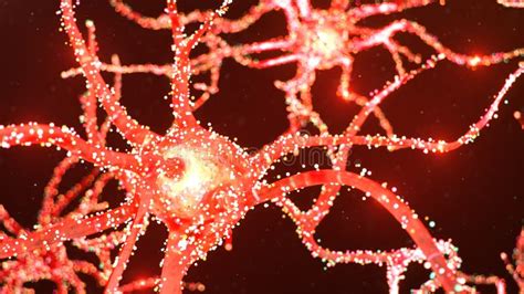 Abstract Neural Cells With Luminous Dots Synapses And Neuronal Cells Send Electrical Chemical