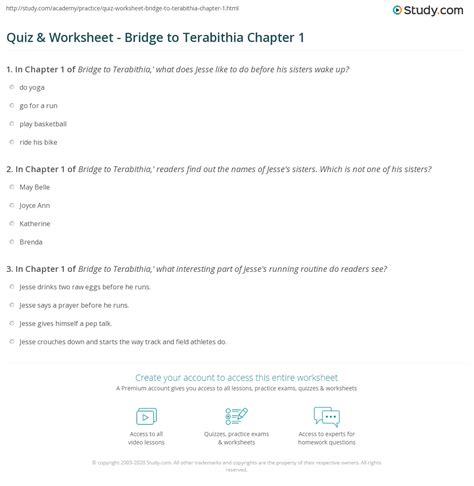 Bridge To Terabithia Bookpagez Worksheets Library