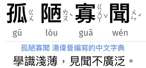 湯偉晉編寫的中文字典 Chinese Dictionary Compiled By Weijin Tang 孤陋寡聞