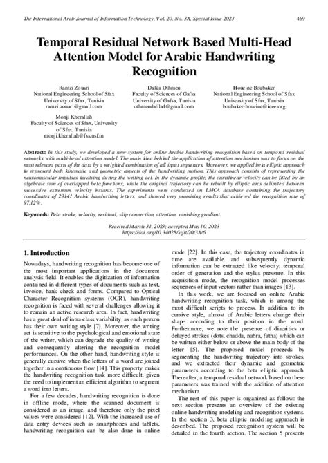 Pdf Temporal Residual Network Based Multi Head Attention Model For Arabic Handwriting Recognition