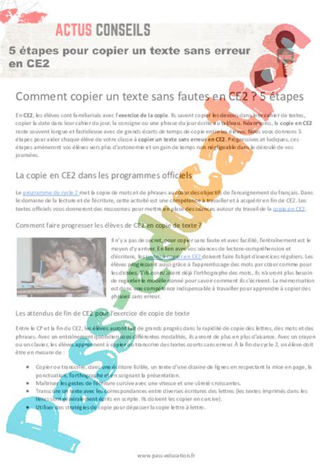 5 étapes pour copier un texte sans erreur en CE2
