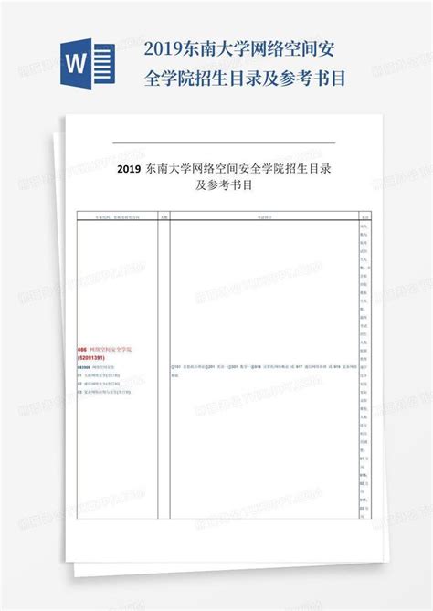 2019东南大学网络空间安全学院招生目录及参考书目word模板下载编号qpnpavnp熊猫办公