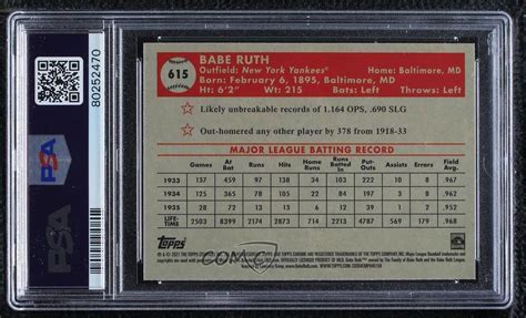 2021 Topps Chrome Platinum Anniversary X Fractor 615 Babe Ruth For